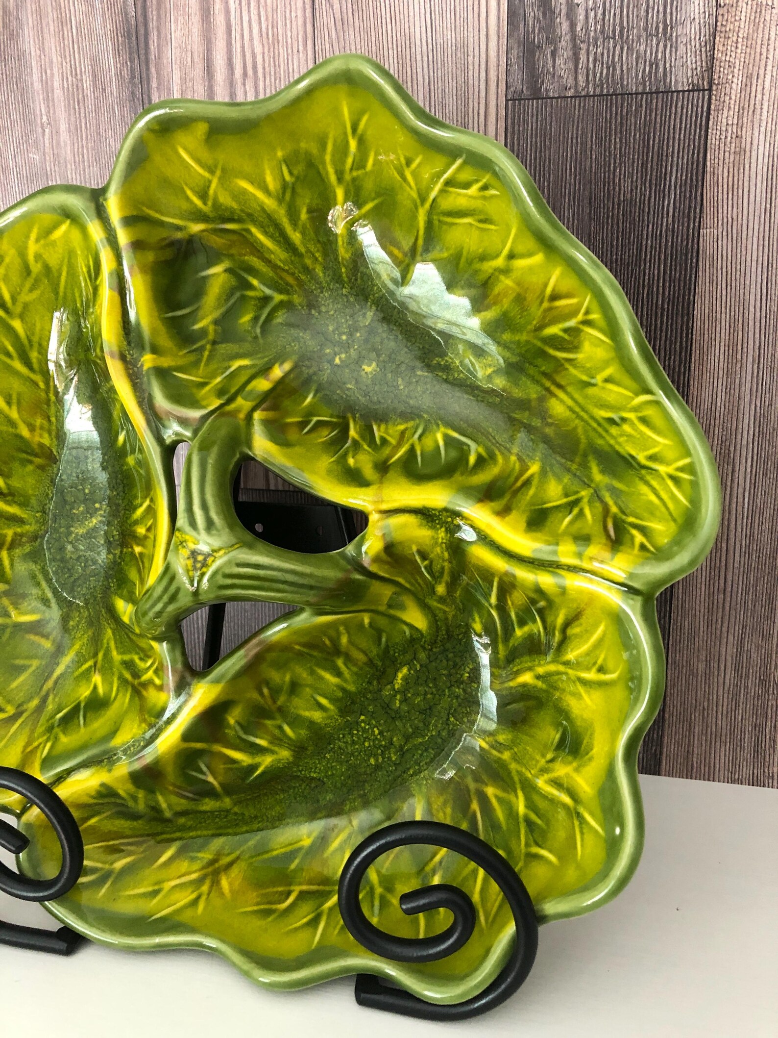 Vintage California Original Pottery Cabbage Leaves Serving Bowl 895 USA ...