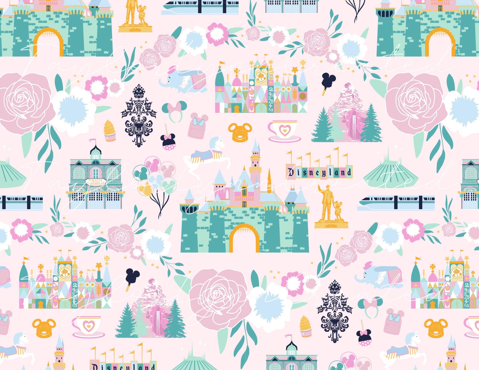Seamless Pattern Large High-resolution Disneyland Inspired Digital ...