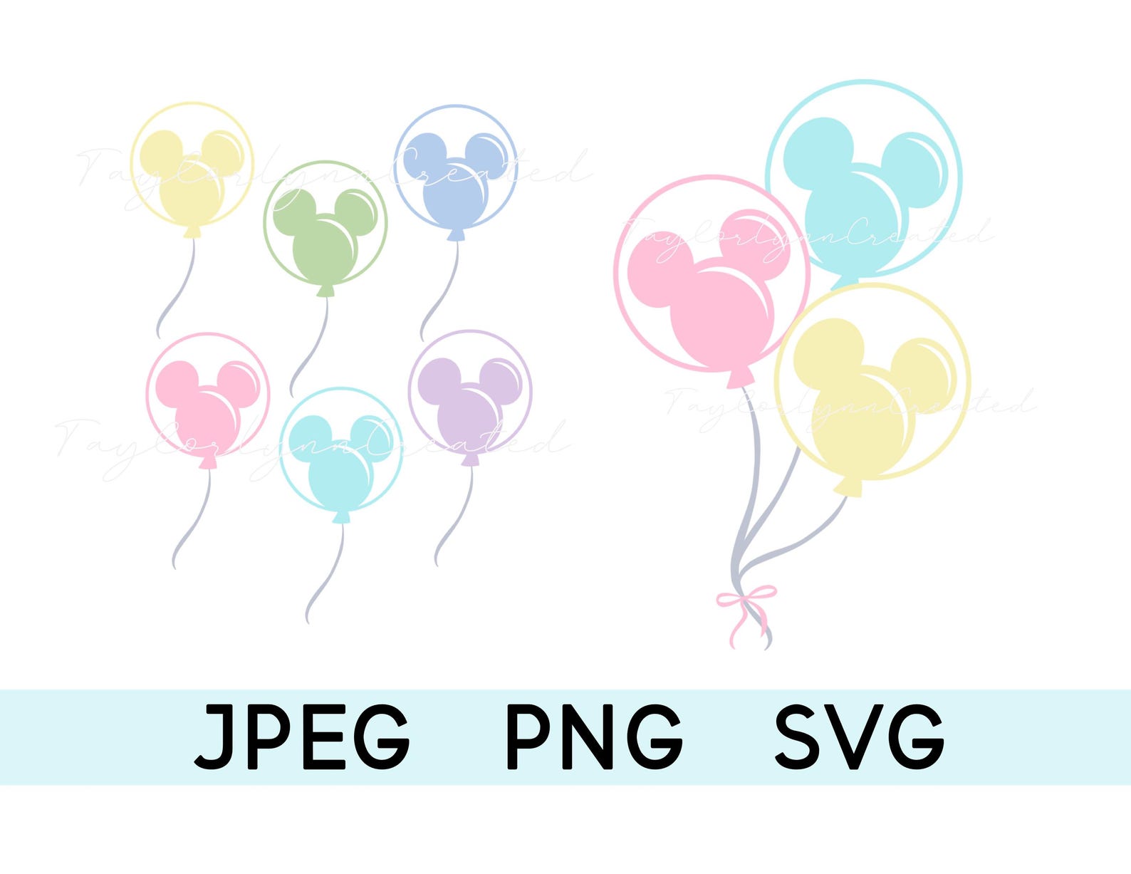 Disneyland Balloons Inspired Digital Graphics Bundle - JPEG SVG PNG ...