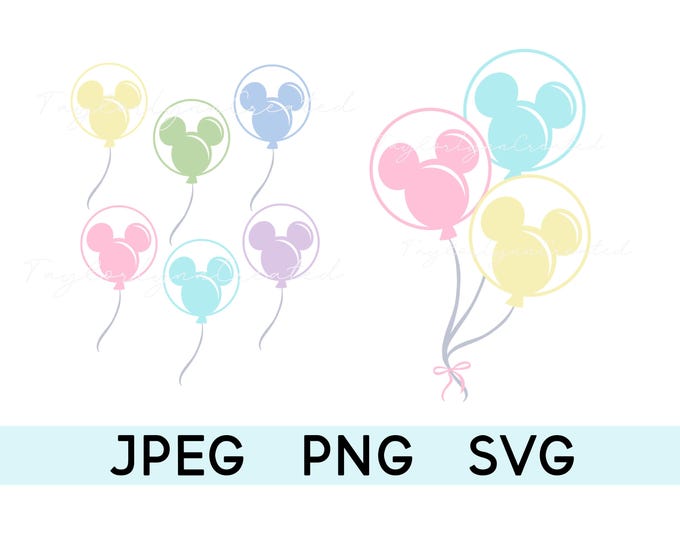 Disneyland Balloons Inspired Digital Graphics Bundle - JPEG SVG PNG ...
