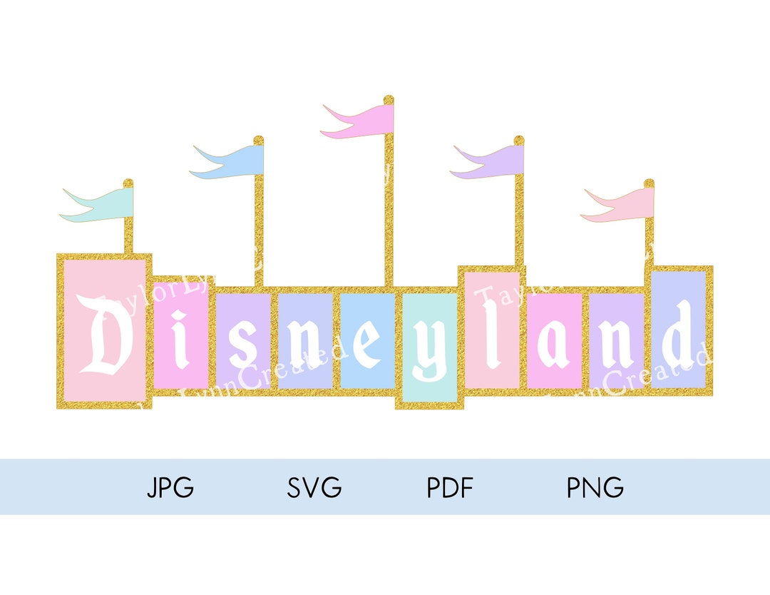 Layered SVG and Soft Pastel Disneyland Sign Digital Bundle - Etsy