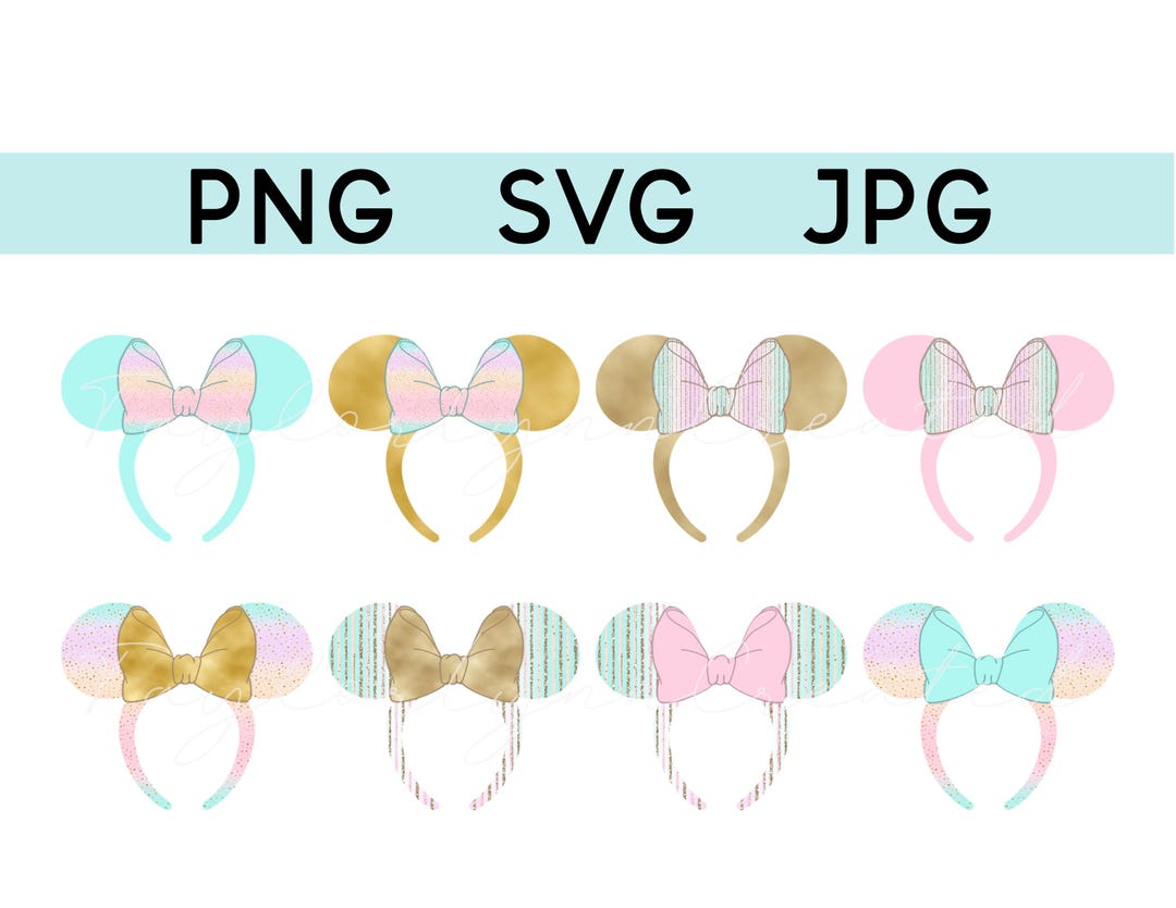 Mouse Ears With Bow Graphics Bundle - JPEG Transparent PNG SVG - Etsy
