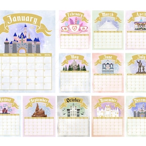 Magical Disneyland Attractions Inspired Calendar - Blank and 2026 - Etsy
