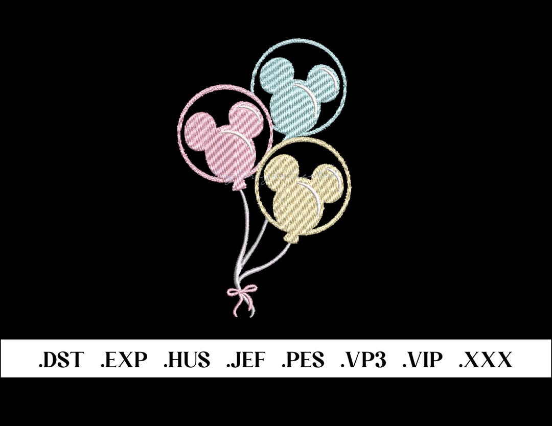 Disneyland Inspired Balloons Embroidery Files Mouse Balloons- .dst .exp ...