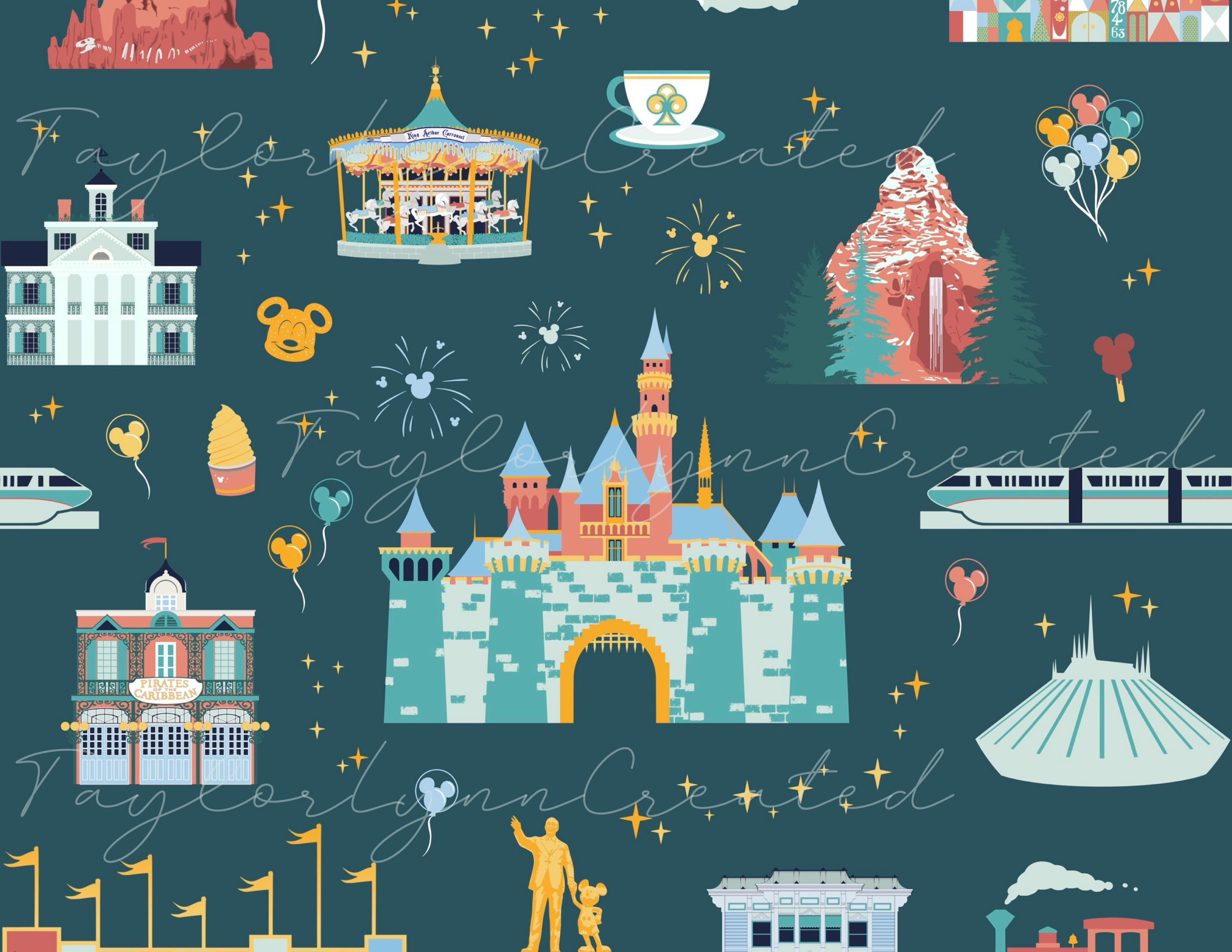 Seamless Pattern Large High-resolution Disneyland Inspired Digital ...