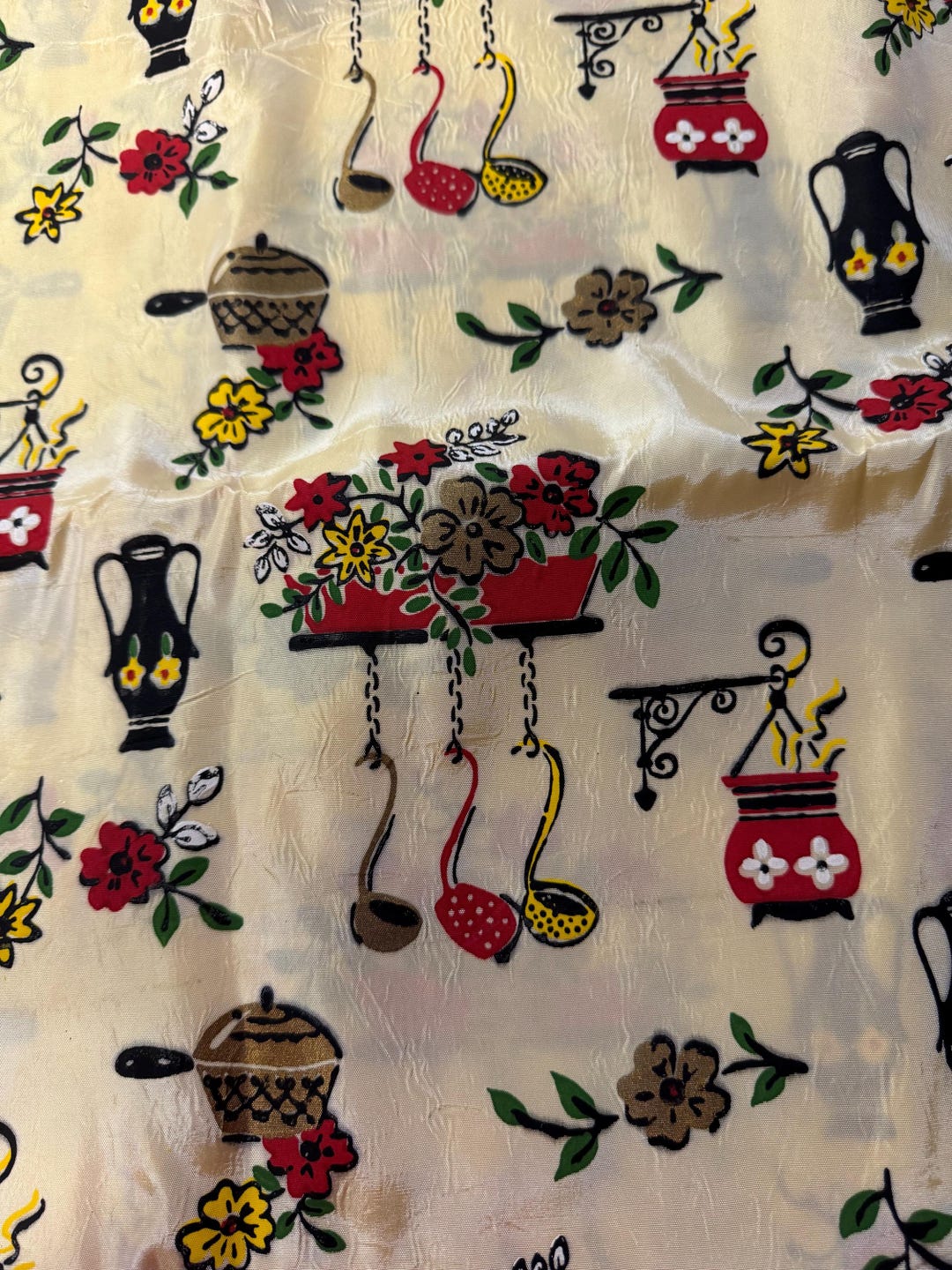 Vintage Mid-century Upholstery Fabric Yellow Country Theme 44x42 - Etsy