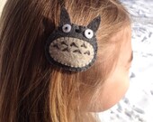 Items similar to Totoro Inspired Felt Hair Barrette Clip Handmade on Etsy