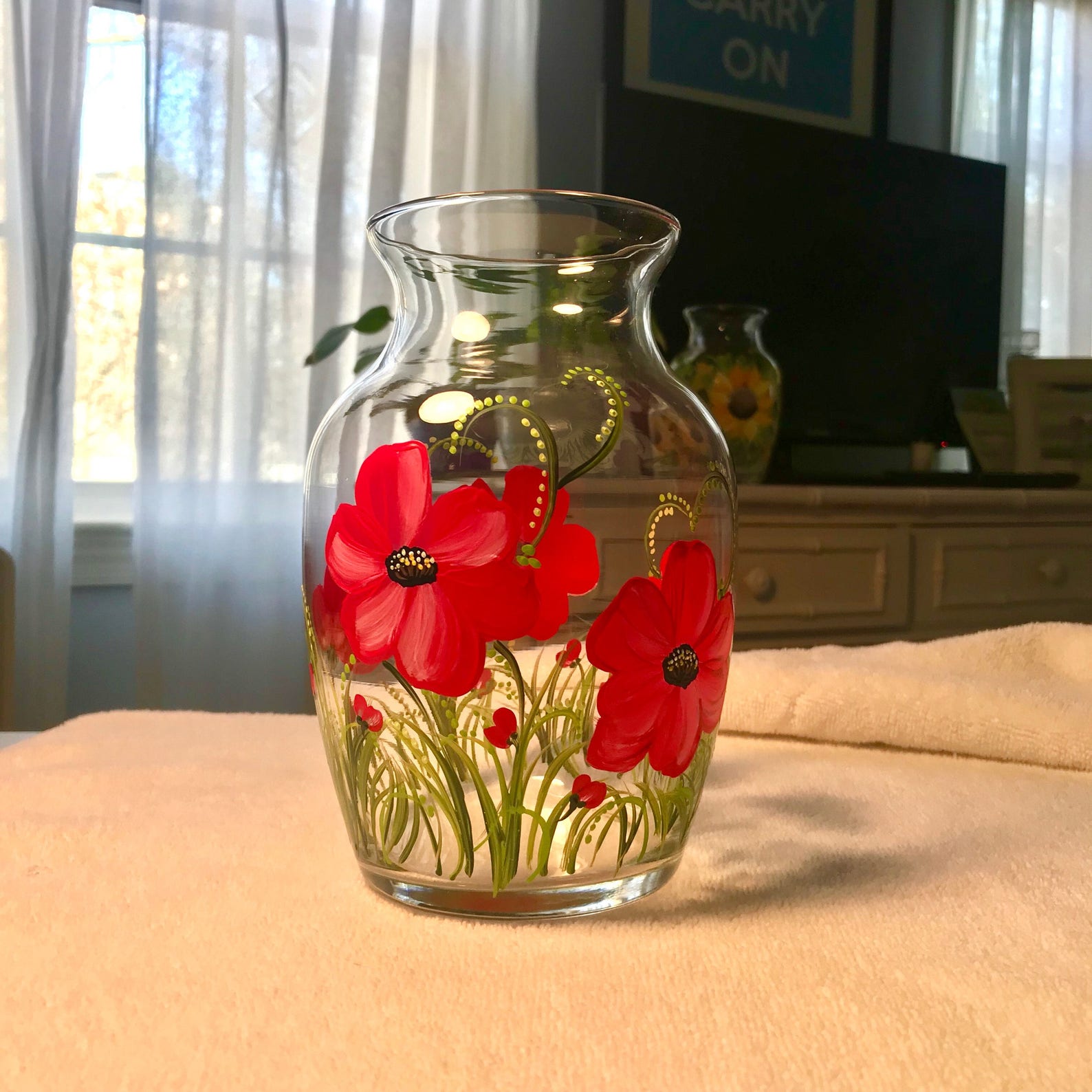 Free Shipping on Poppies Hand Painted Pretty Vase - Etsy