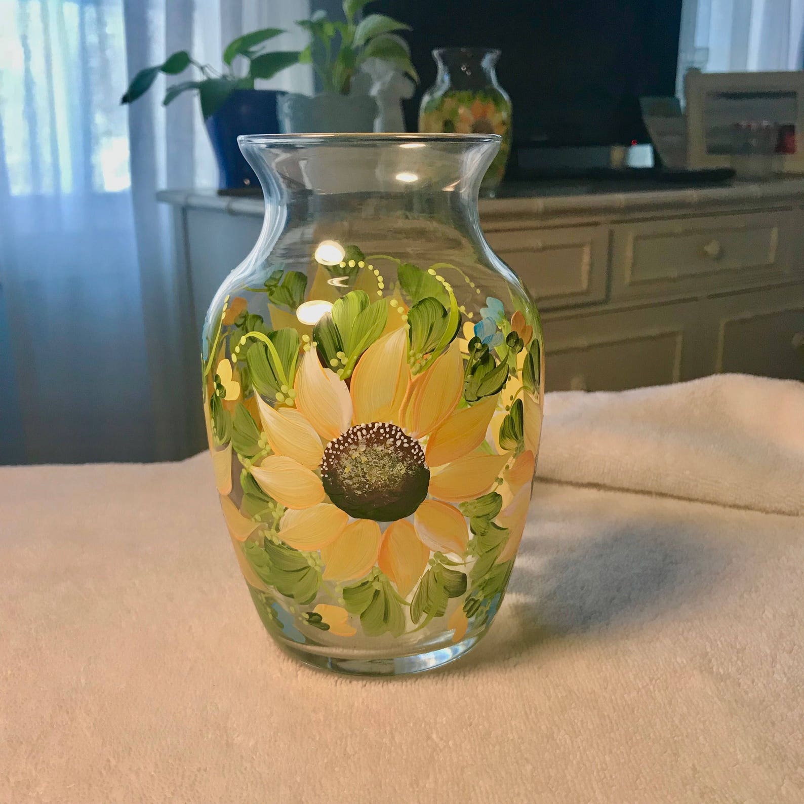 Free Shipping Hand Painted Sunflower Vase Personalizable Gift - Etsy