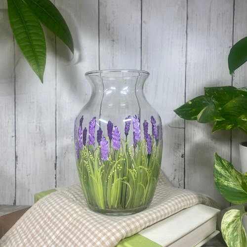 Lavender in Bloom Hand Painted Vase Free Shipping Gift Decor - Etsy
