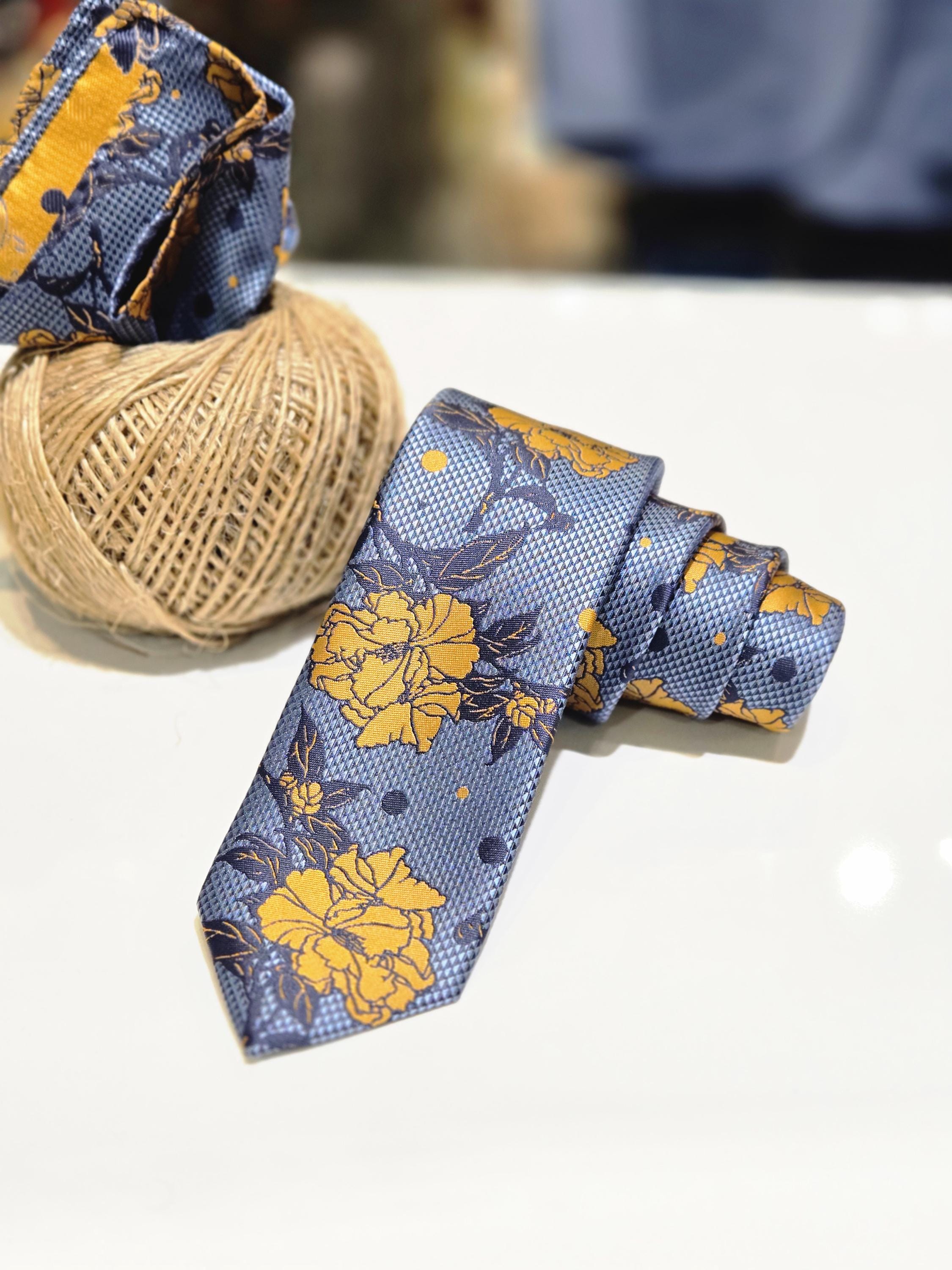 Floral Pattern Necktie, Men's Formal Business Wedding Tie (orange Blue ...