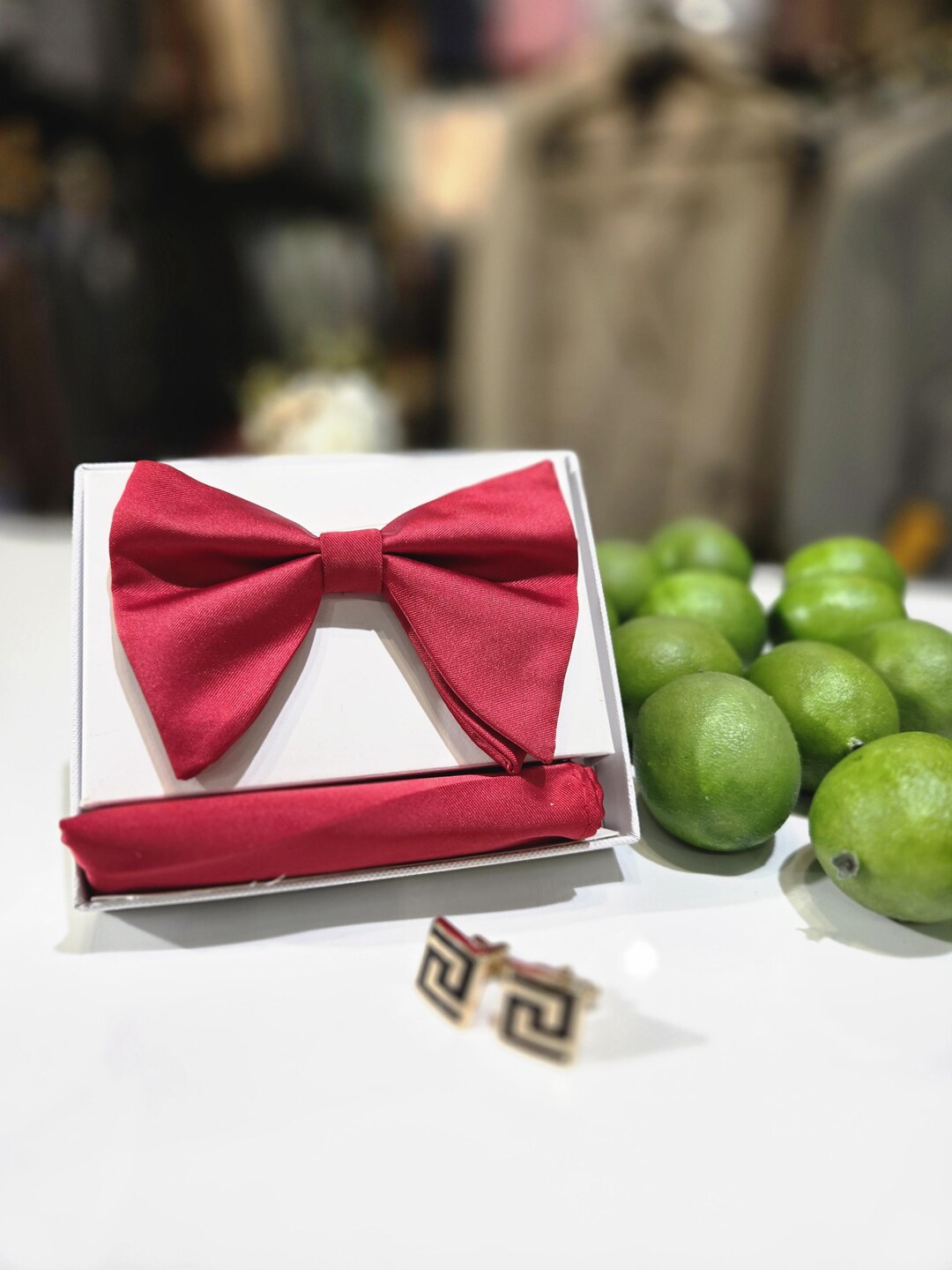 Long Bow Tie (tom Ford Style) With Pocket Square – Butterfly Bowtie ...