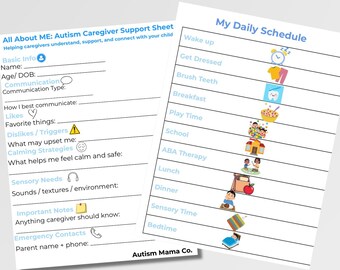 Autism Visual Schedule & Caregiver Sheet Bundle | Printable Routine ...
