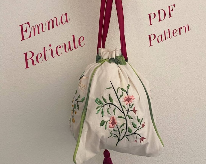 Emma Reticule Digital PDF Pattern Optimized for Embroidery Sewing, Jane ...