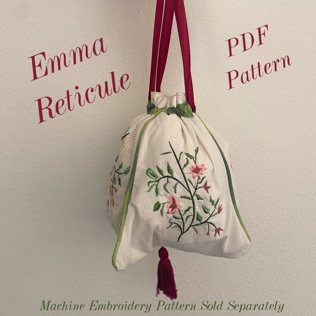Emma Reticule Digital PDF Pattern - Optimized for Embroidery - Sewing ...
