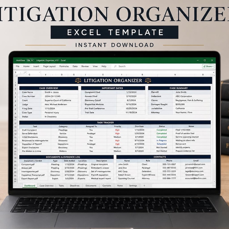Excel Template Litigation - Etsy