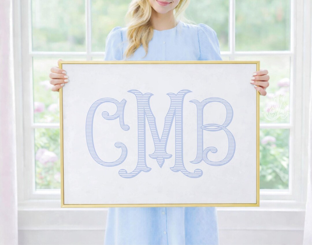 Custom Blue Monogram Print for Nursery - Etsy