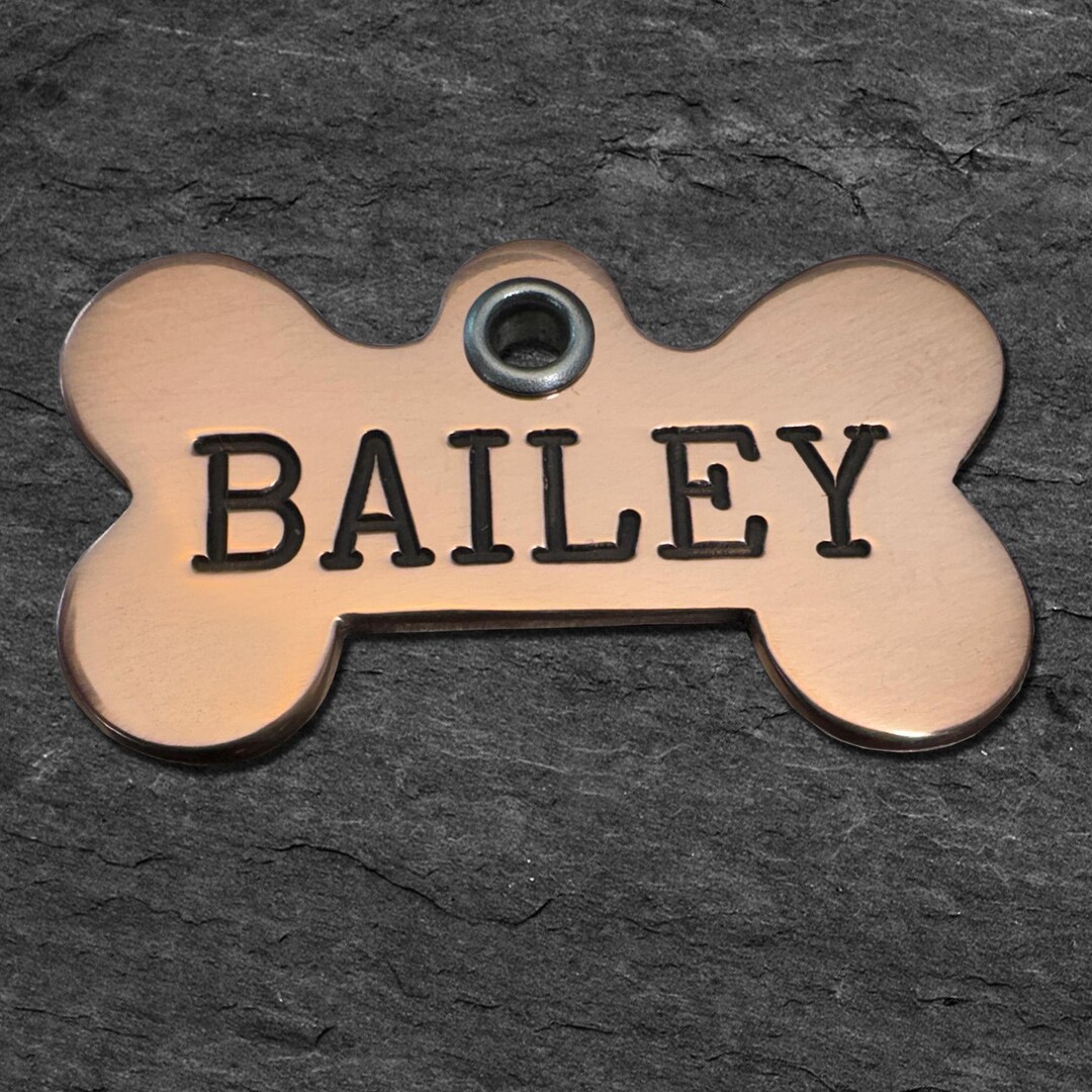 Personalized Solid Copper Dog Bone Name Tag: Pet ID, Made in USA - Etsy