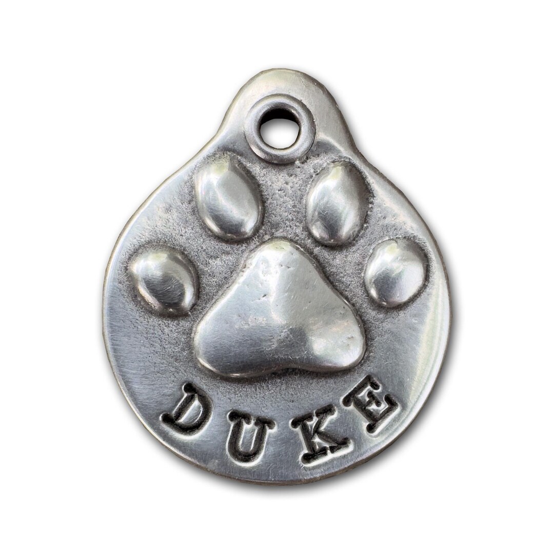 Handmade Paw Print Pewter Dog Tag: Silent Pet ID - Etsy