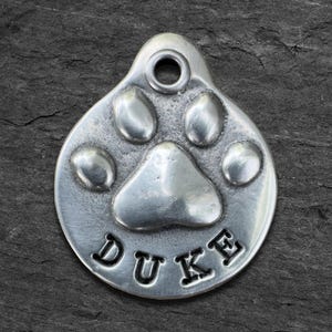 Handmade Paw Print Pewter Dog Tag: Silent Pet ID - Etsy