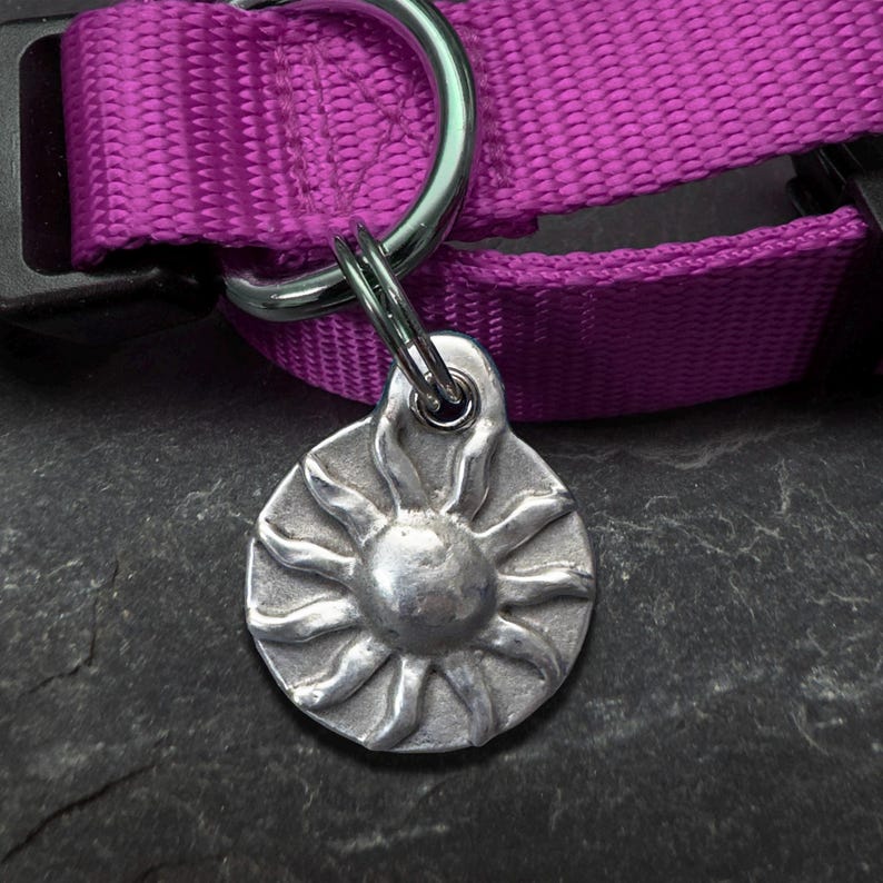 Personalized Sun Dog Tag: Hand Stamped Metal Pet ID, Made in USA - Etsy