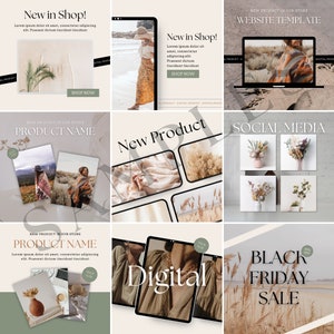 100 Boho Digital Products Instagram Post Templates, Boho Instagram Post ...