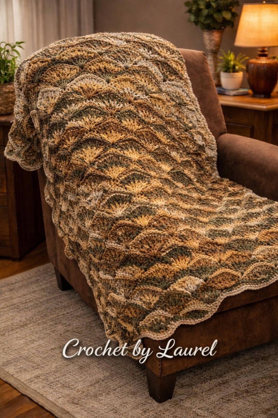 Scalloped Shell Stitch Afghan Featuring Rich Textured Shells in Warm ...