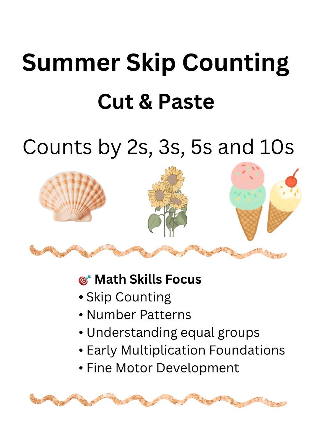 Summer Skip Counting Worksheets (cut & Paste Interactive) - Etsy