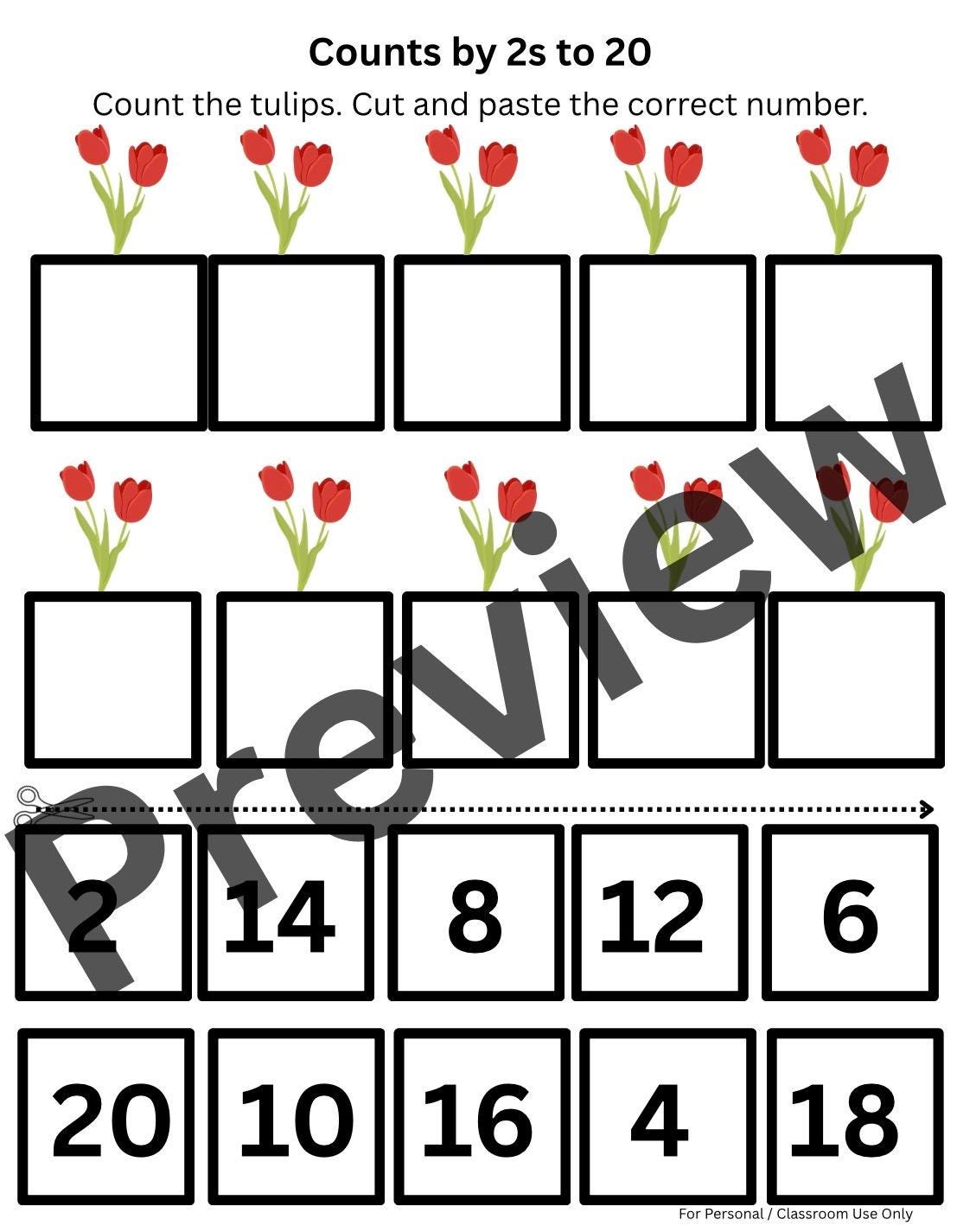 Spring Skip Counting Worksheets (cut & Paste Interactive) - Etsy