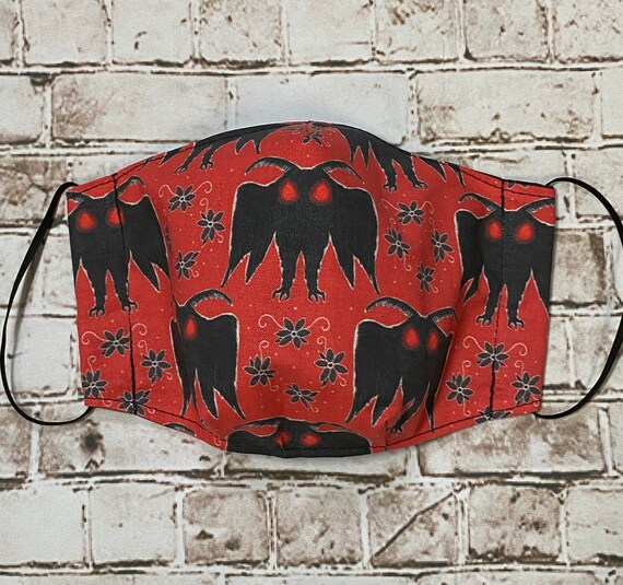 Mothman Fabric Face Mask Cryptids Face Mask Moth Man Face | Etsy