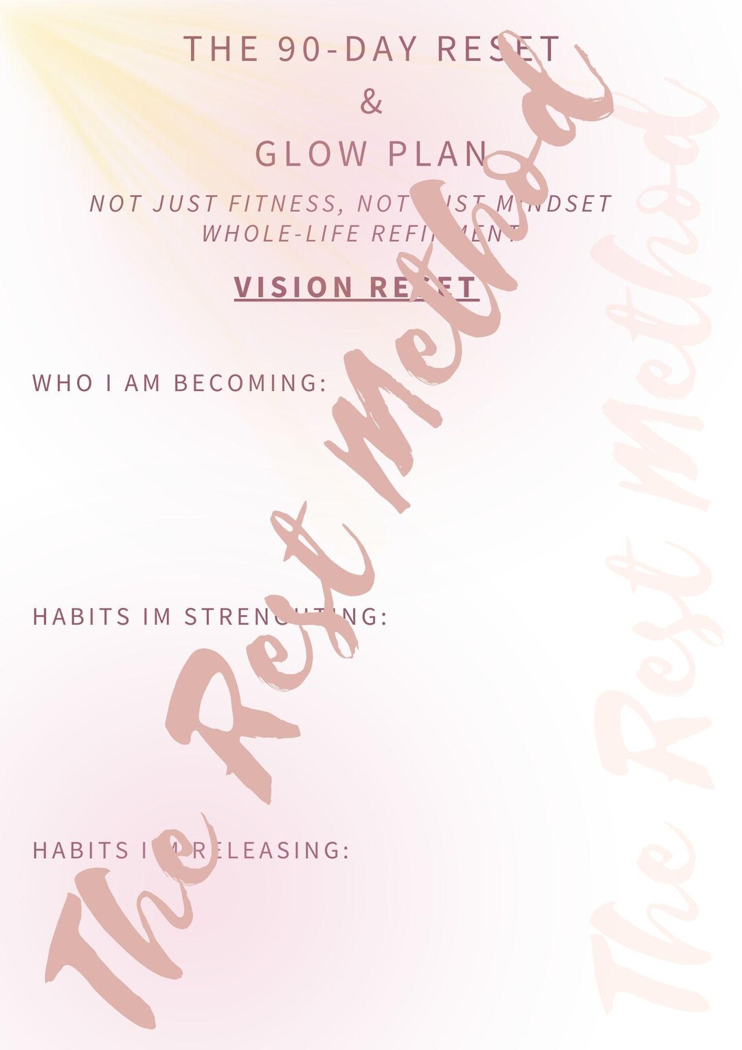 Glow up Planner Printable | 90 Day Reset & Transformation Tracker ...