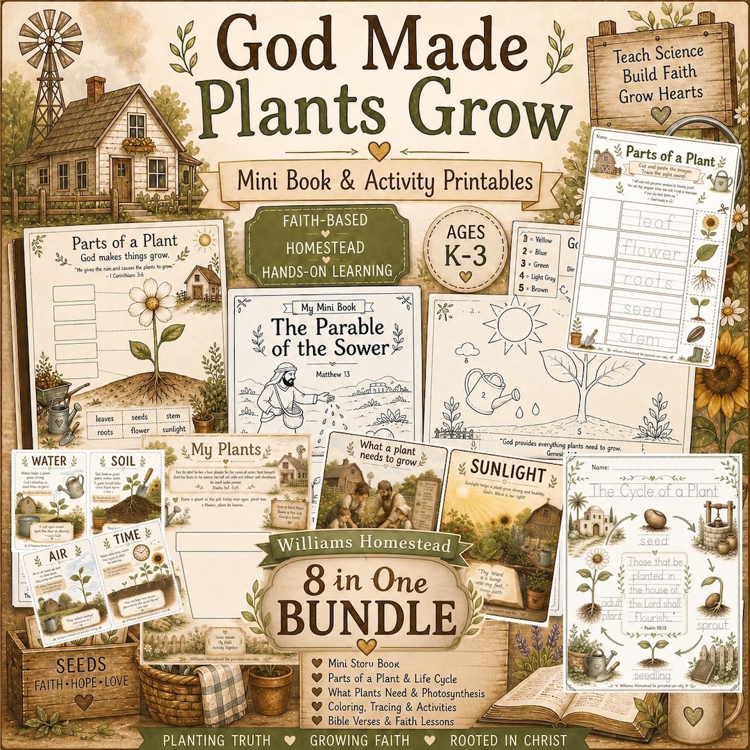 Plant Life Cycle| Parts of a Plant L 8-in-1 Bundle | Faith-based ...