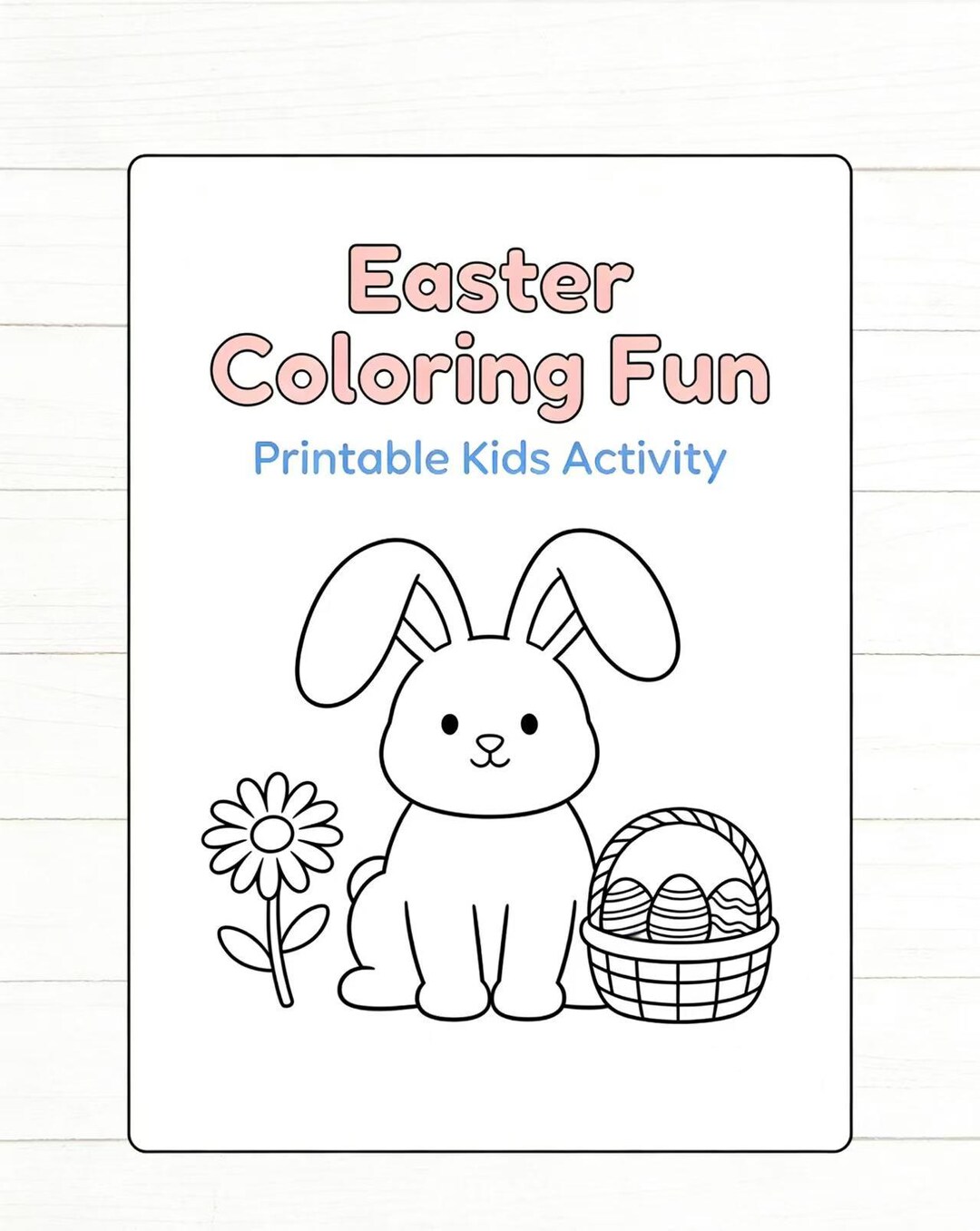 Simple Easter Bunny Coloring Page | Printable Kids Activity Sheet - Etsy