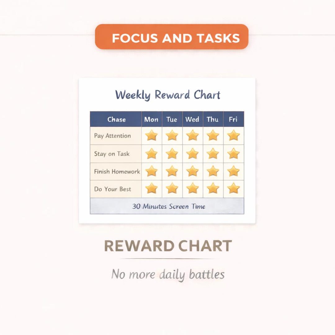 Kids Focus Chart Printable. Improve Attention and Reduce Distractions ...