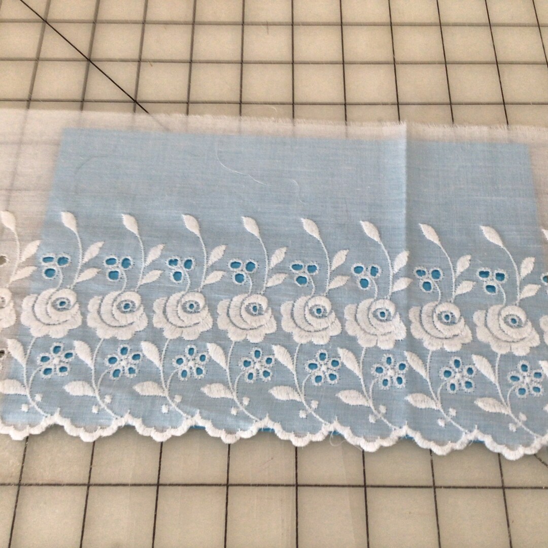 Cotton Eyelet Edging / Vintage / 6" Embroidered Eyelet Edging / Cotton ...