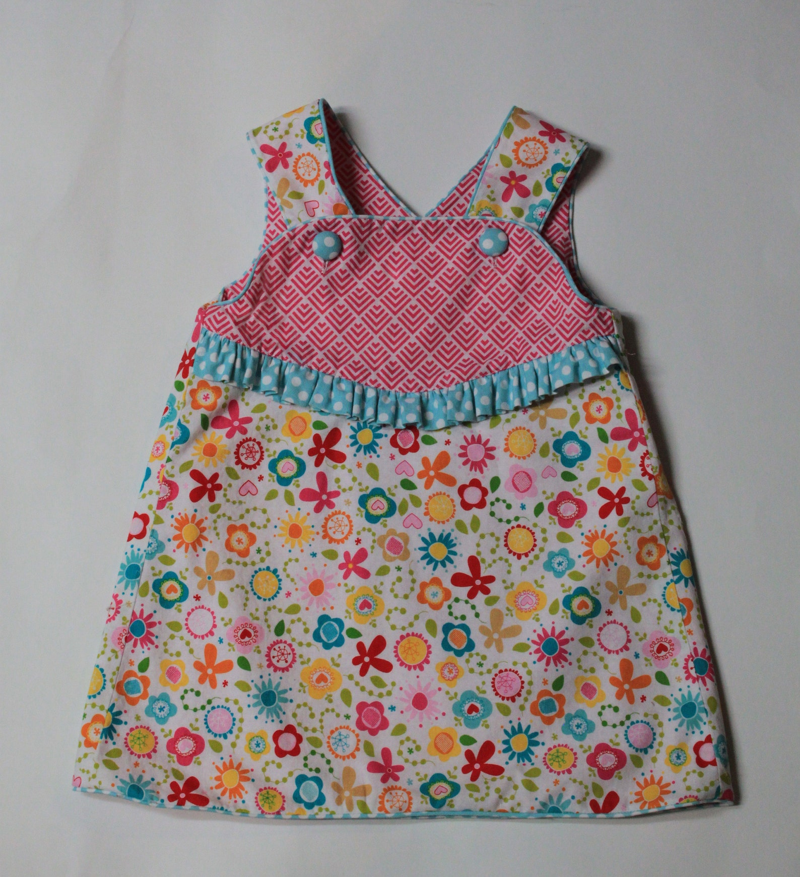 Girls Dress / Wrap Dress or Top / Pattern / Contrasting Fabric - Etsy