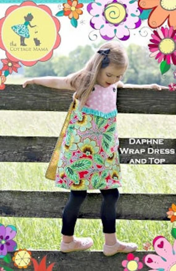 Girls Dress / Wrap Dress or Top / Pattern / Contrasting Fabric - Etsy