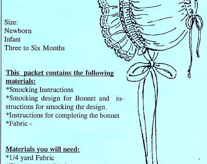 Baby Bonnet Sewing Pattern / Smocked Baby Bonnet Pattern / Traditional ...