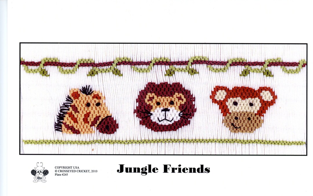 Smocking Plate / Smocking / Jungle Friends / Giraffe / Lion / Monkey ...