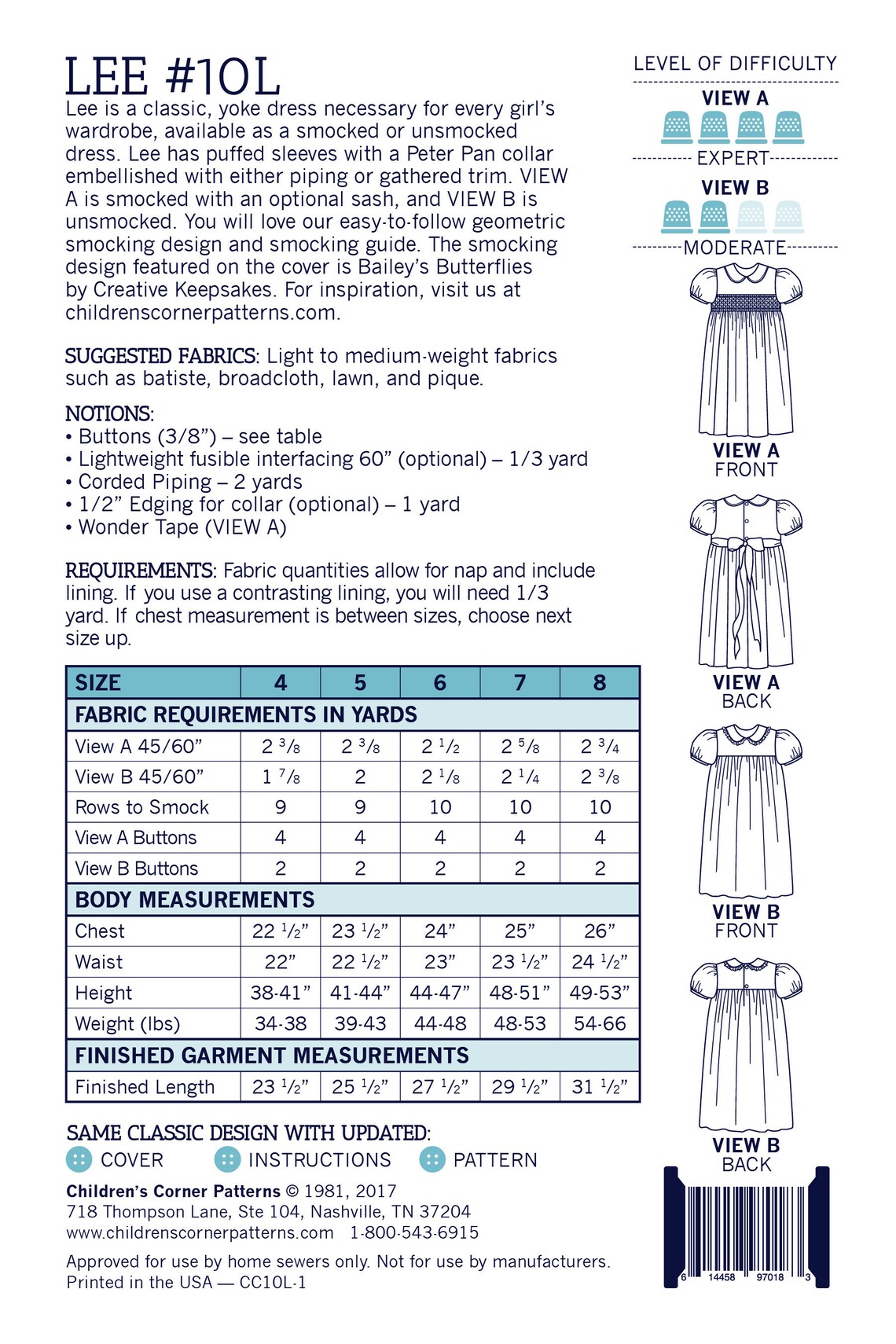 Childrens Corner Pattern / Lee Pattern / Smocked Dress Pattern - Etsy
