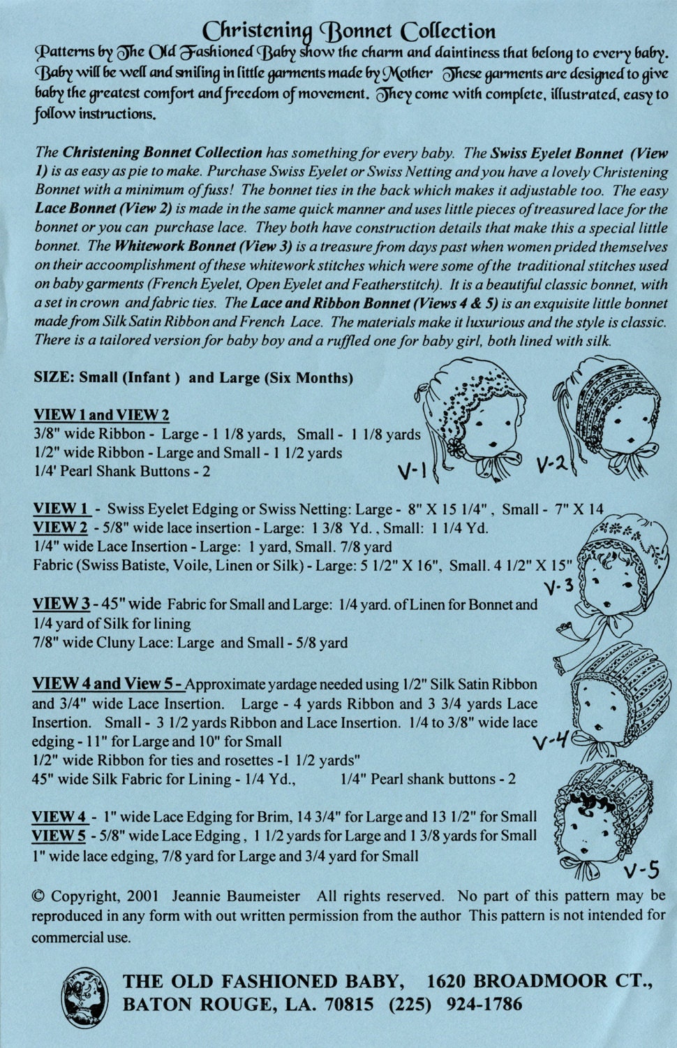 Heirloom Baby Bonnet Patterns