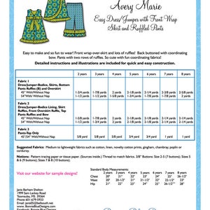 Avery Marie Pattern/ Easy Dress and Jumper Pattern/ Front Wrap Skirt ...