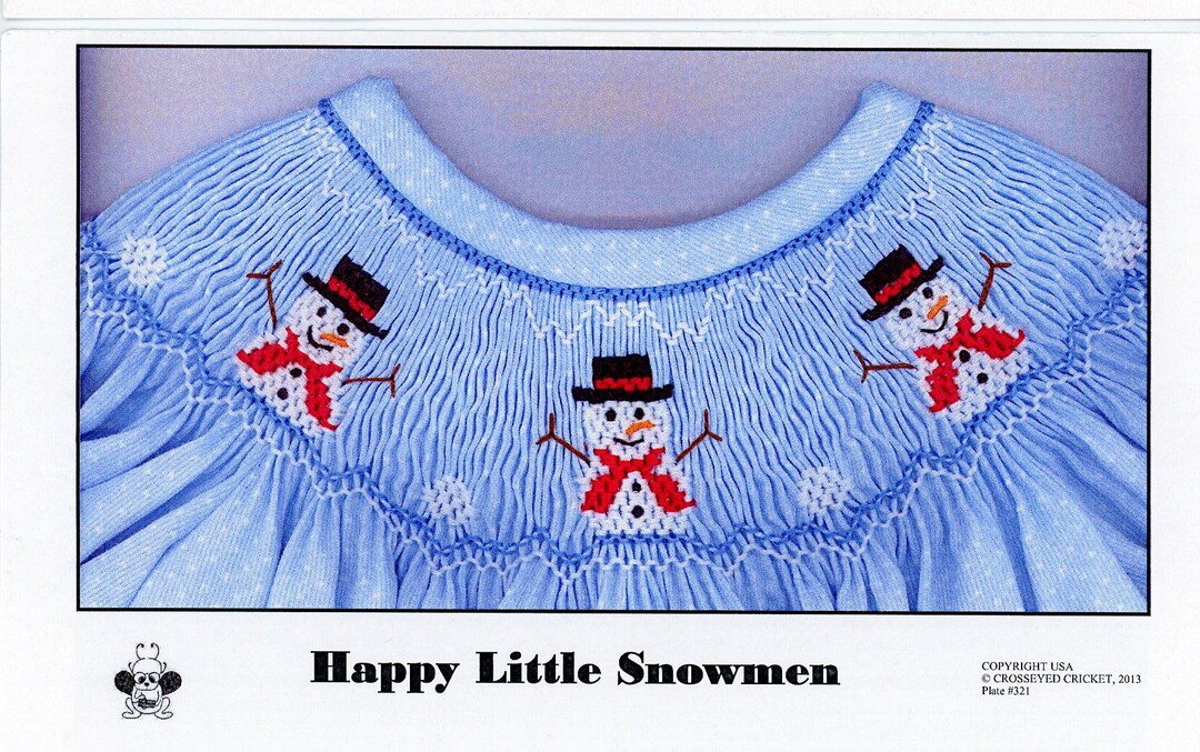 Christmas Smocking Plates / Picture Smocking /happy Little Snowmen ...