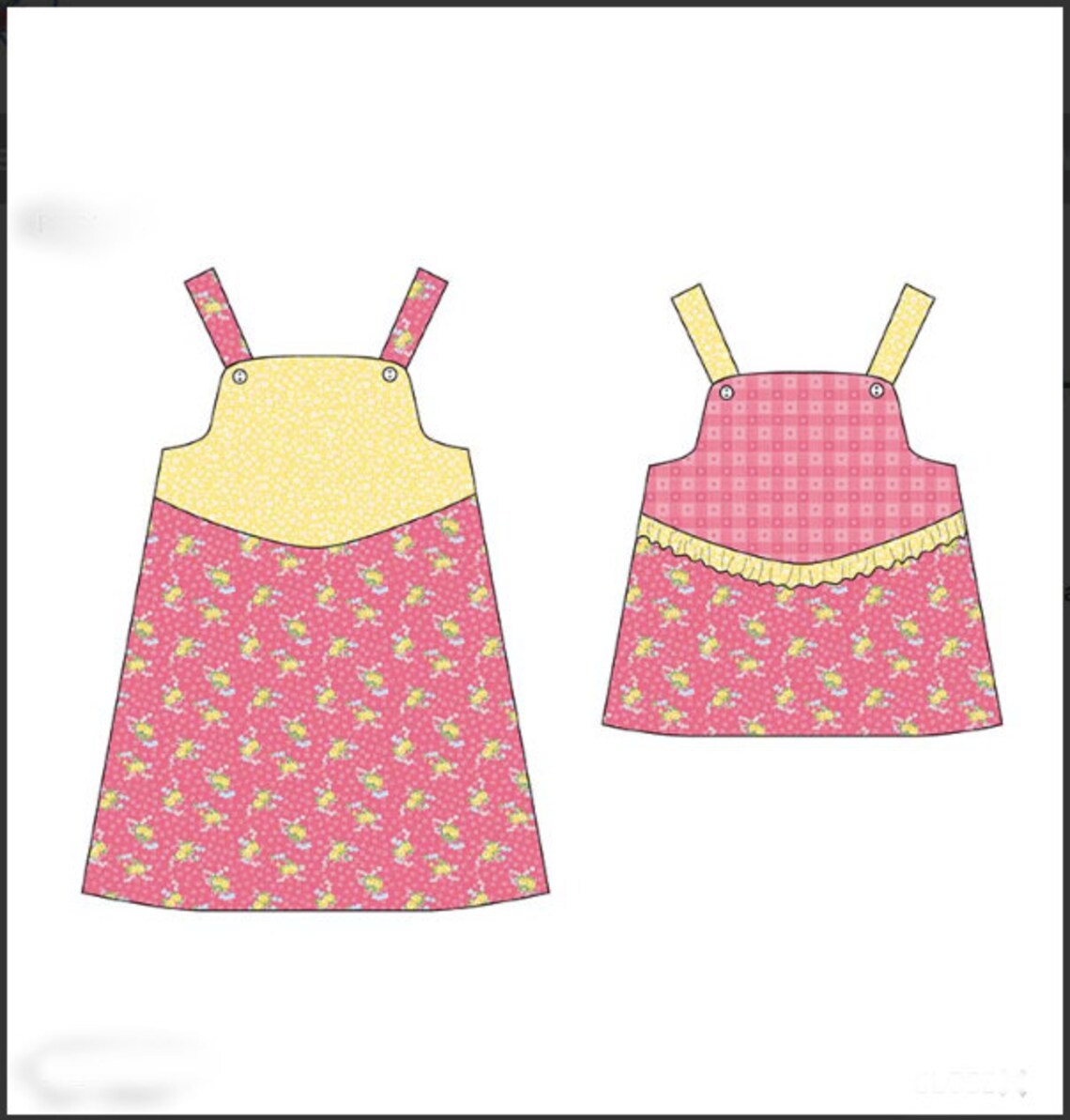 Girls Dress / Wrap Dress or Top / Pattern / Contrasting Fabric / Pieced ...