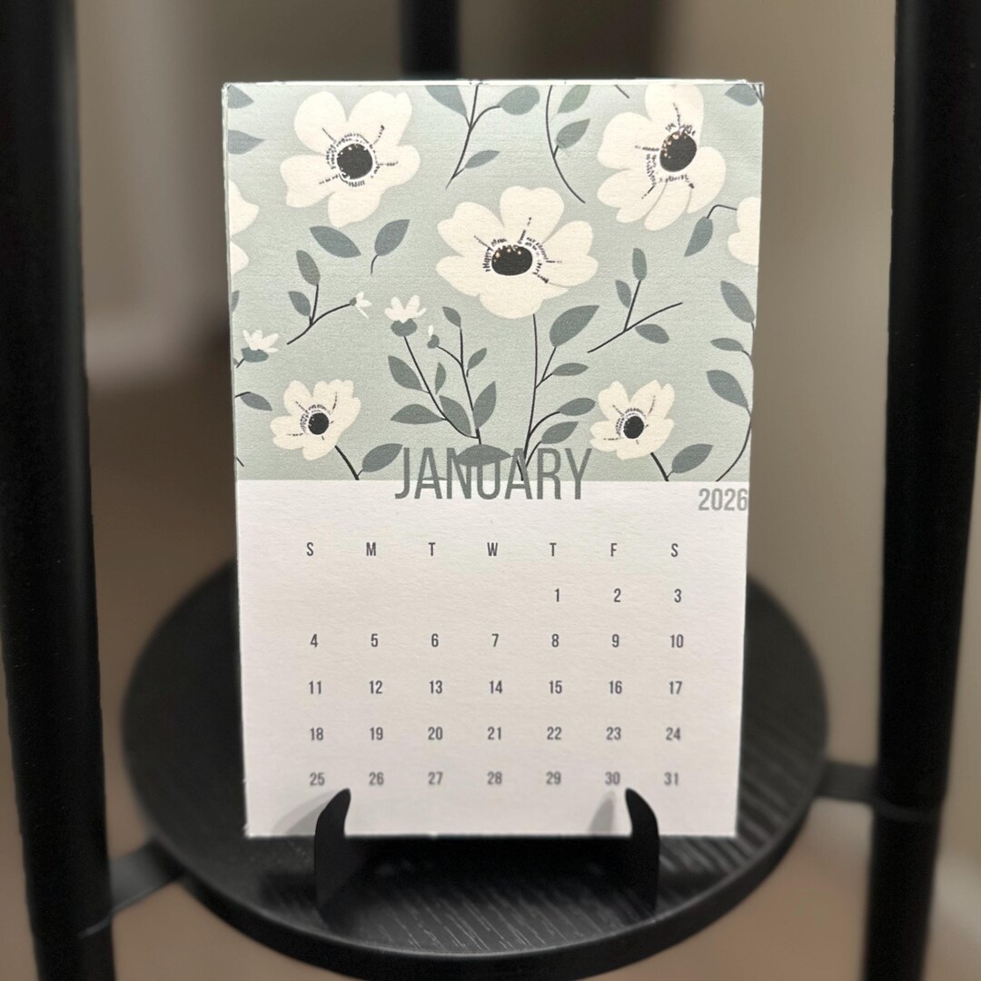 2026 Sage Green Floral Desk Calendar | Calendar Refill Cards - Etsy