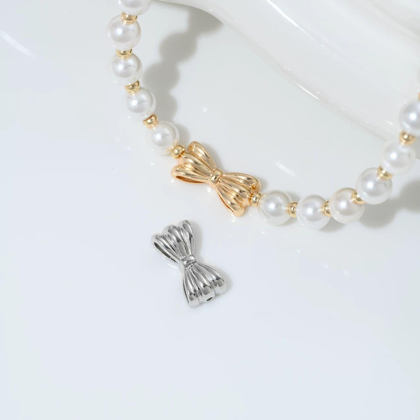 14K Gold Filled Bow Knot Spacer Beads, Ribbon Pendants for Pearl ...