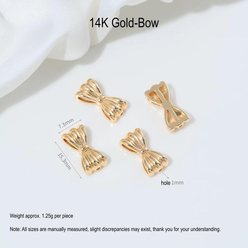 14K Gold Filled Bow Knot Spacer Beads, Ribbon Pendants for Pearl ...