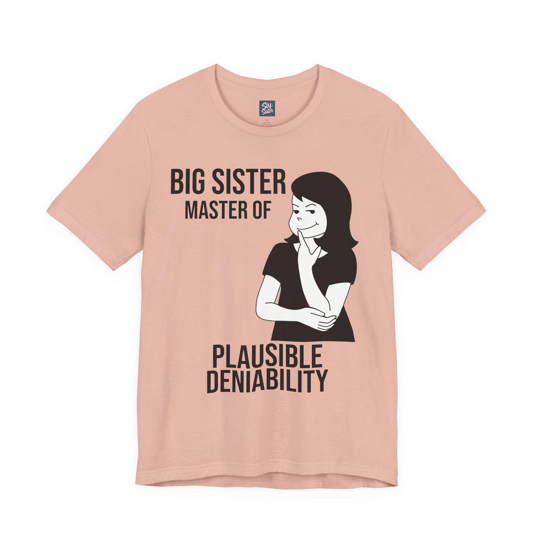 Funny Big Sister Shirt (front & Back Print) - Master of Plausible ...