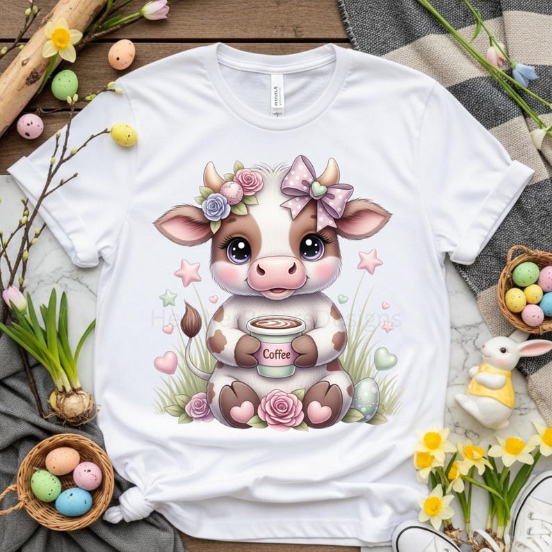 Easter Bunny & Highland Cow Easter PNG Bundle Sublimation Designs - Etsy