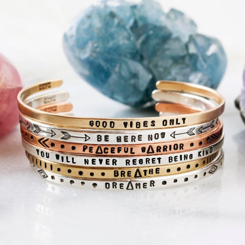 Custom Quote Bracelet Custom Copper Bracelet Cuff | Etsy